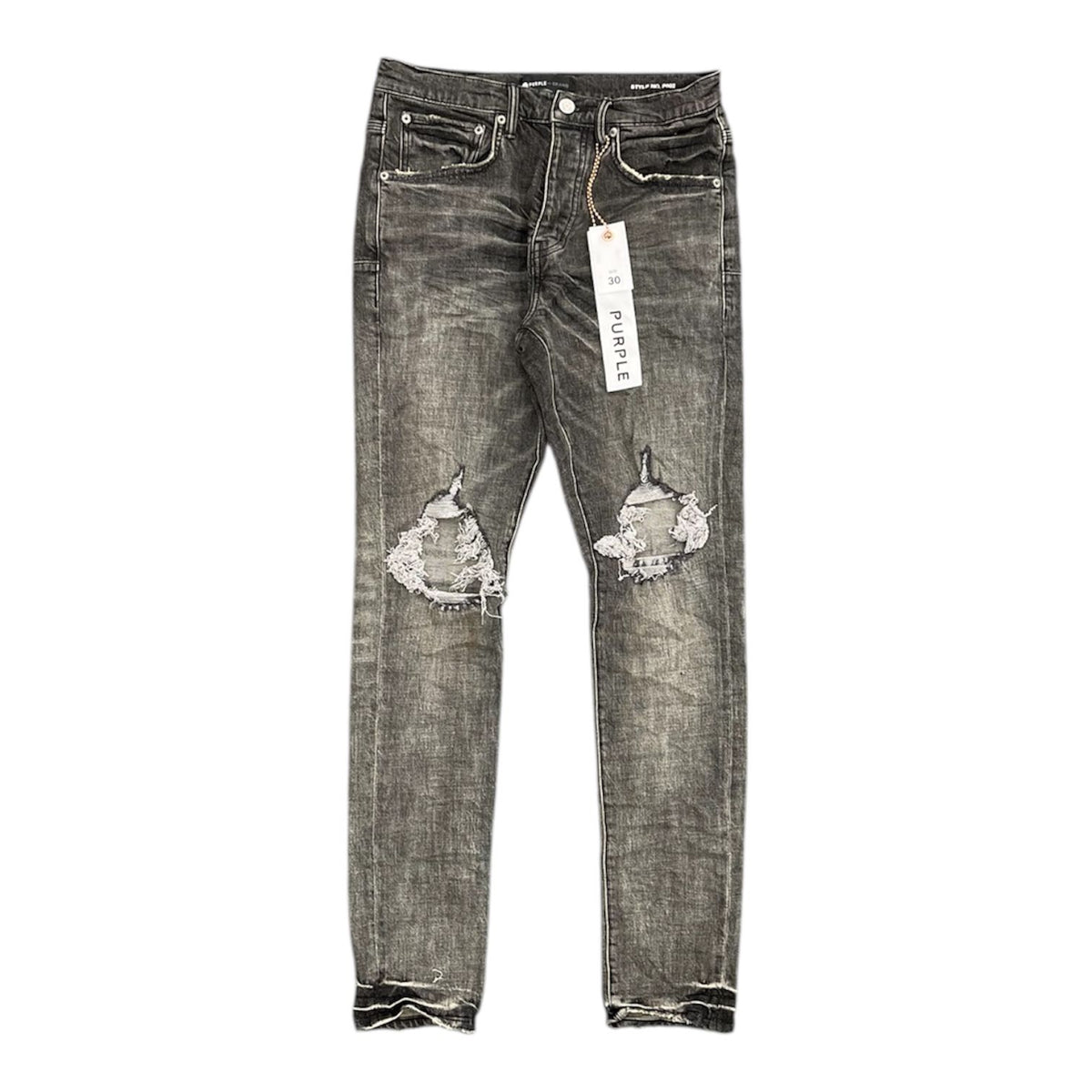 Purple Brand Ripped Stretch Skinny Jeans (Grey Dirty Resin Blowout)